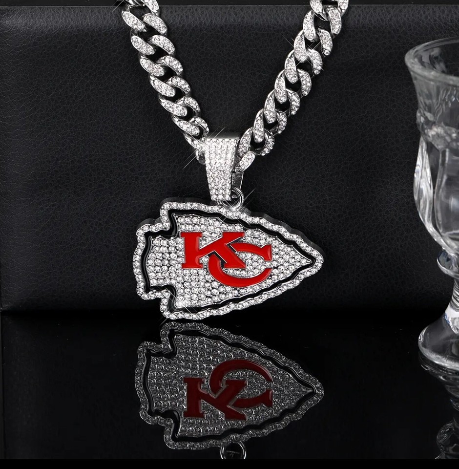 Kansas City Chiefs GEM NECKLACE Gold/Silver Bling Hip Hop Pendant & 24 ...