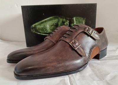 NWOT/B Magnanni Catalux Gris Men’s Double Monk Strap Size 8 Leather ...
