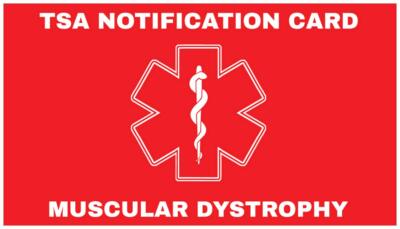 Muscular Dystrophy TSA Notification Wallet Air Travel Card MD ...