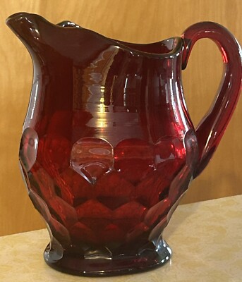Duncan Miller 1950s Georgian Ruby Red Glass Pitcher Heavy Honeycomb | eBay