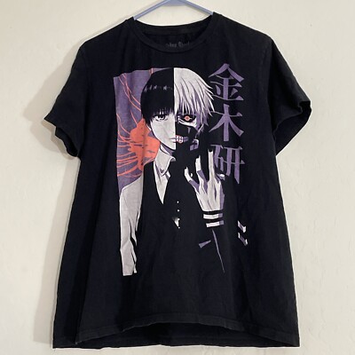 Tokyo Ghoul Shirt Mens XL Kaneki Split Face Shirt Adult Black Purple | eBay