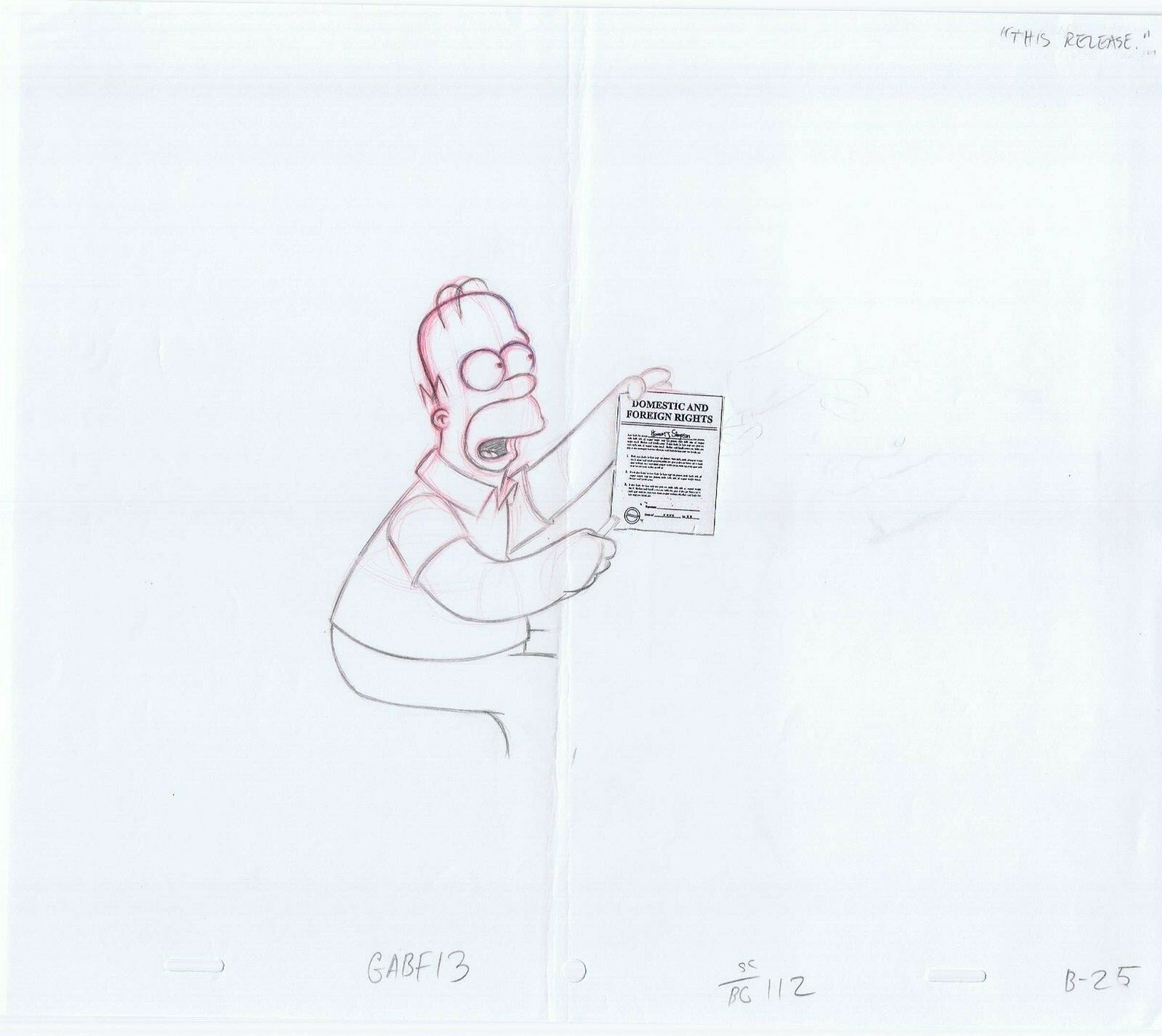 Simpsons Homer 2005 Original Art w/COA Animation Production Pencils ...