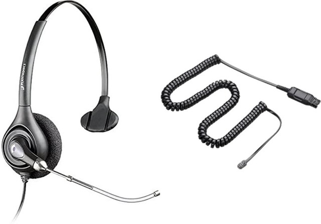 Plantronics HW251 SupraPlus Wideband Monaural Headset plus A10-16 ...
