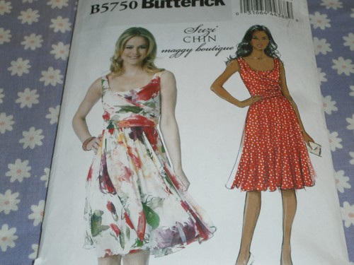BUTTERICK 5750 MISSES SLEEVELESS LINED MOCK WRAP DRESS PATTERN-UNCUT-6 ...