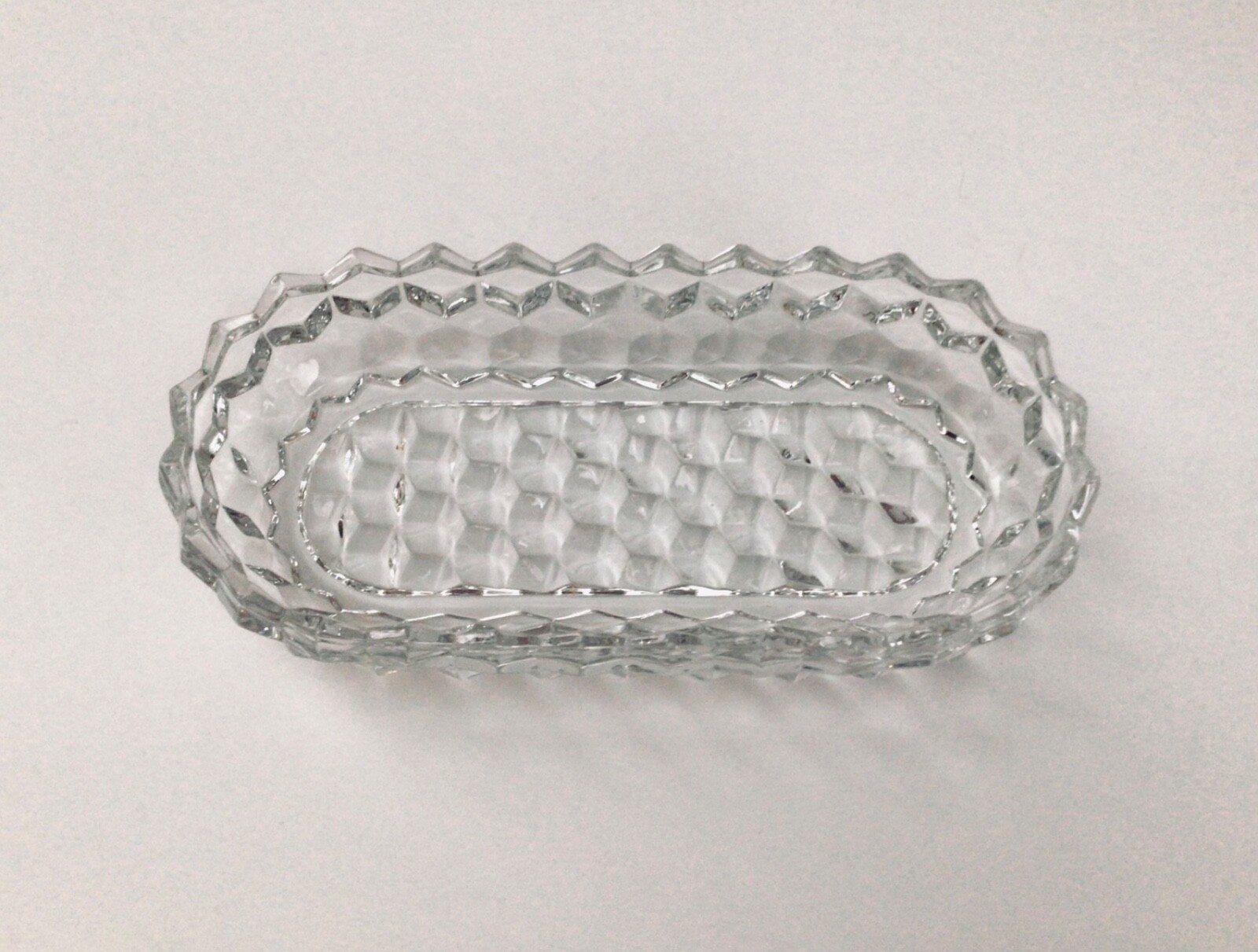 Fostoria American Clear Glass Cube Motif Pickle/Relish Dish 8” USA VTG ...