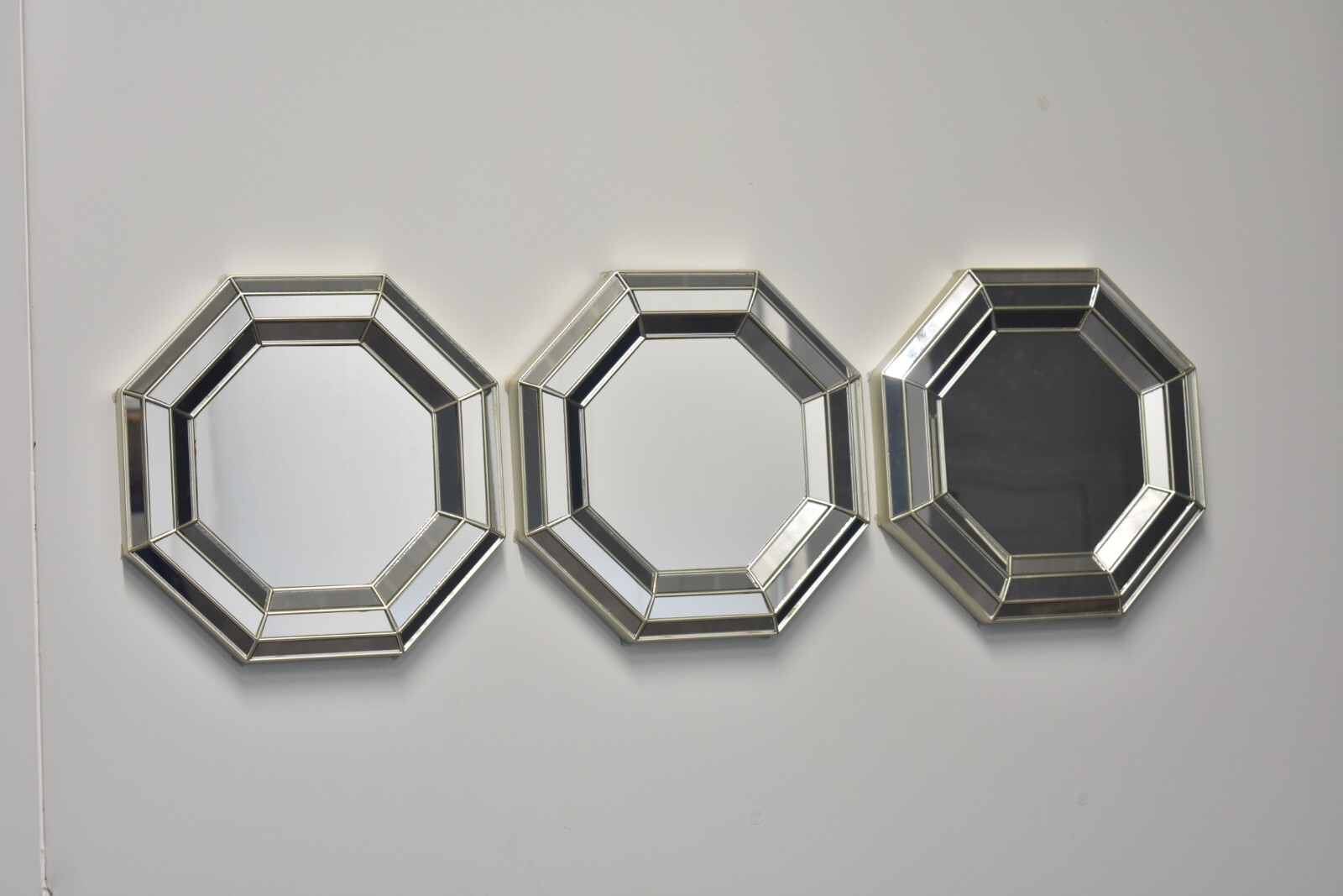 Set Of 3 Champagne Art Decor Octagon Wall Mounted Mirror Home Decor 25 ...