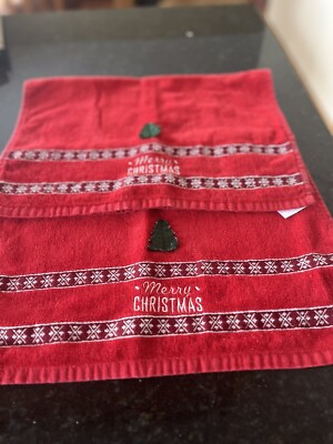 Christmas Red Christmas Tree Hand Towels 2 St. Nicholas Square | eBay