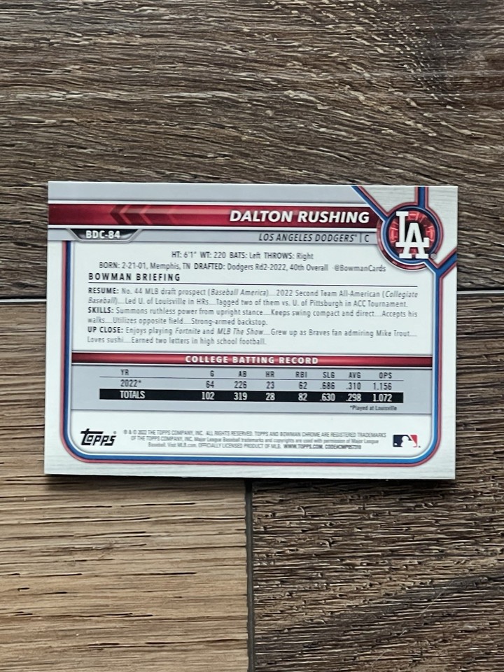 DALTON RUSHING 2022 Bowman Chrome Rookie Card RC SIGNED AUTO Autograph ...