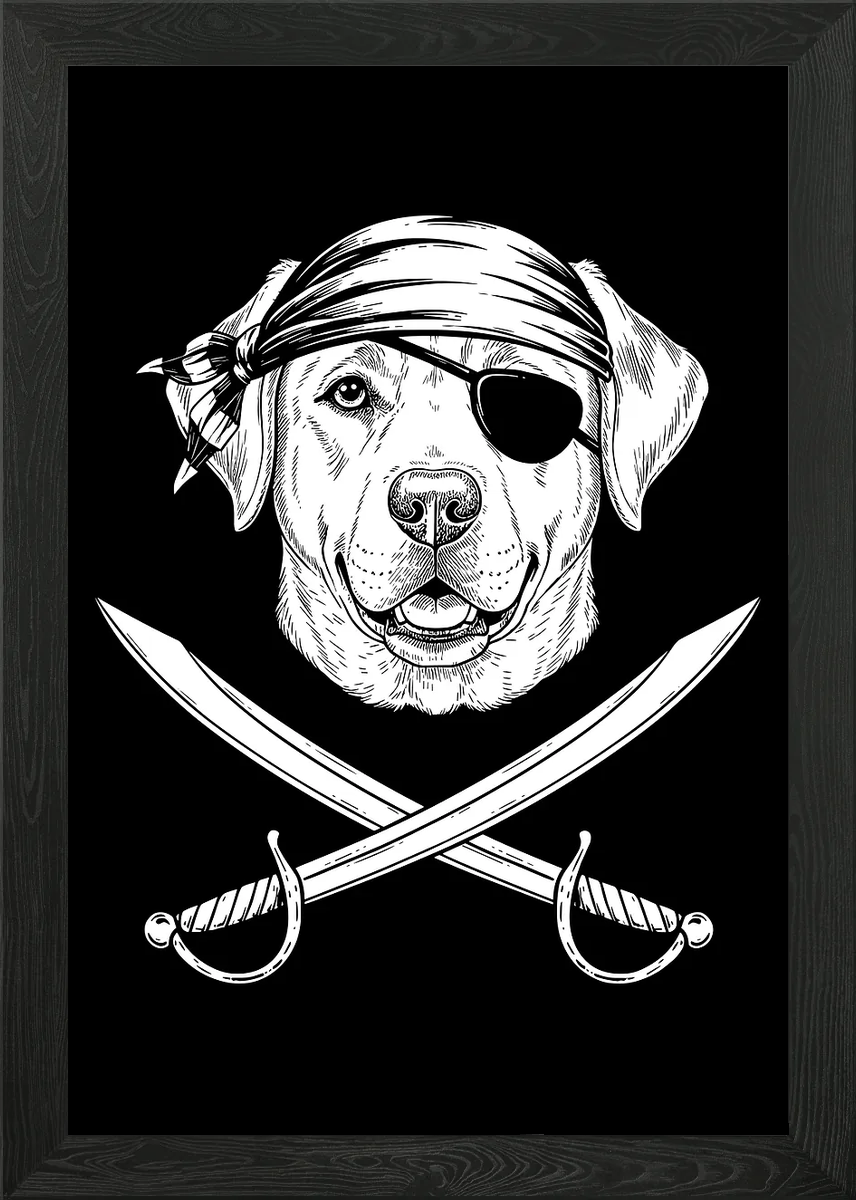 Dog Pirate with Swords Framed Wall Art Poster Canvas Print Picture ...