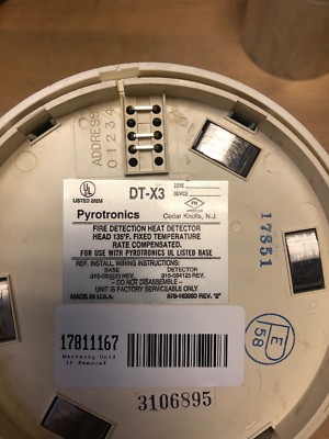 PYROTRONICS DT-X3 Siemens Heat Detector FIRE ALARM | eBay