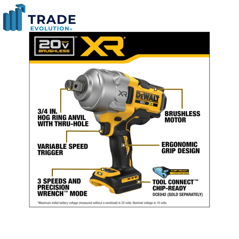 Dewalt DCF964B MAX 20V 3/4" High Torque Cordless Impact Wrench - Bare ...