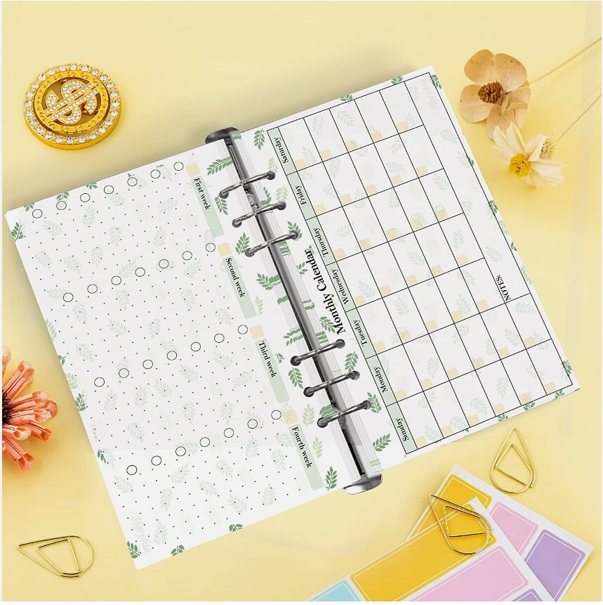 2025/2026 Planner Monthly Paper Kit, for 6-Holefilofax A6 Binder, 6.73 ...