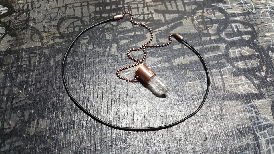 Herkimer Diamond Quartz Crystal Pendant Necklace - Handmade Copper ...