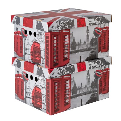 2pc Decorative Storage Boxes Home Office Box Organiser Large - London ...