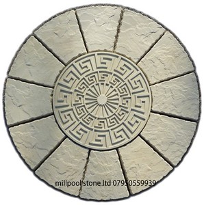 1.2M BUFF GREEK KEYSTONE CIRCLE PAVING PATIO SLABS STONES [DELIVERY ...