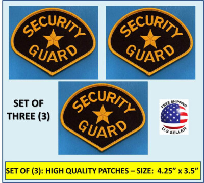 3 SECURITY GUARD EMBROIDERED PATCH IRON-ON/ SEW-ON SECURITY OFFICER 4. ...