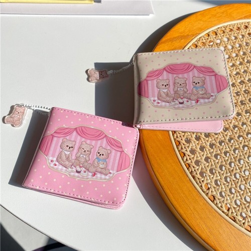 Cute Bear Short Wallet PU Leather Money Bag Portable Small Wallets ...