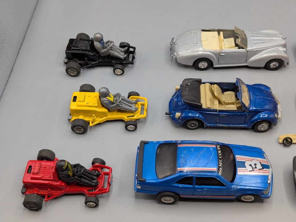 LOT 9 DIE CAST PULLBACK CARS VINTAGE MC TOYS ROAD CHAMPS GO KART RACING ...