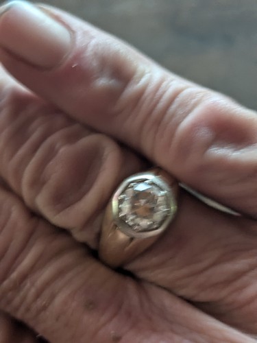 mens antique diamond ring used 14k gold - Gem
