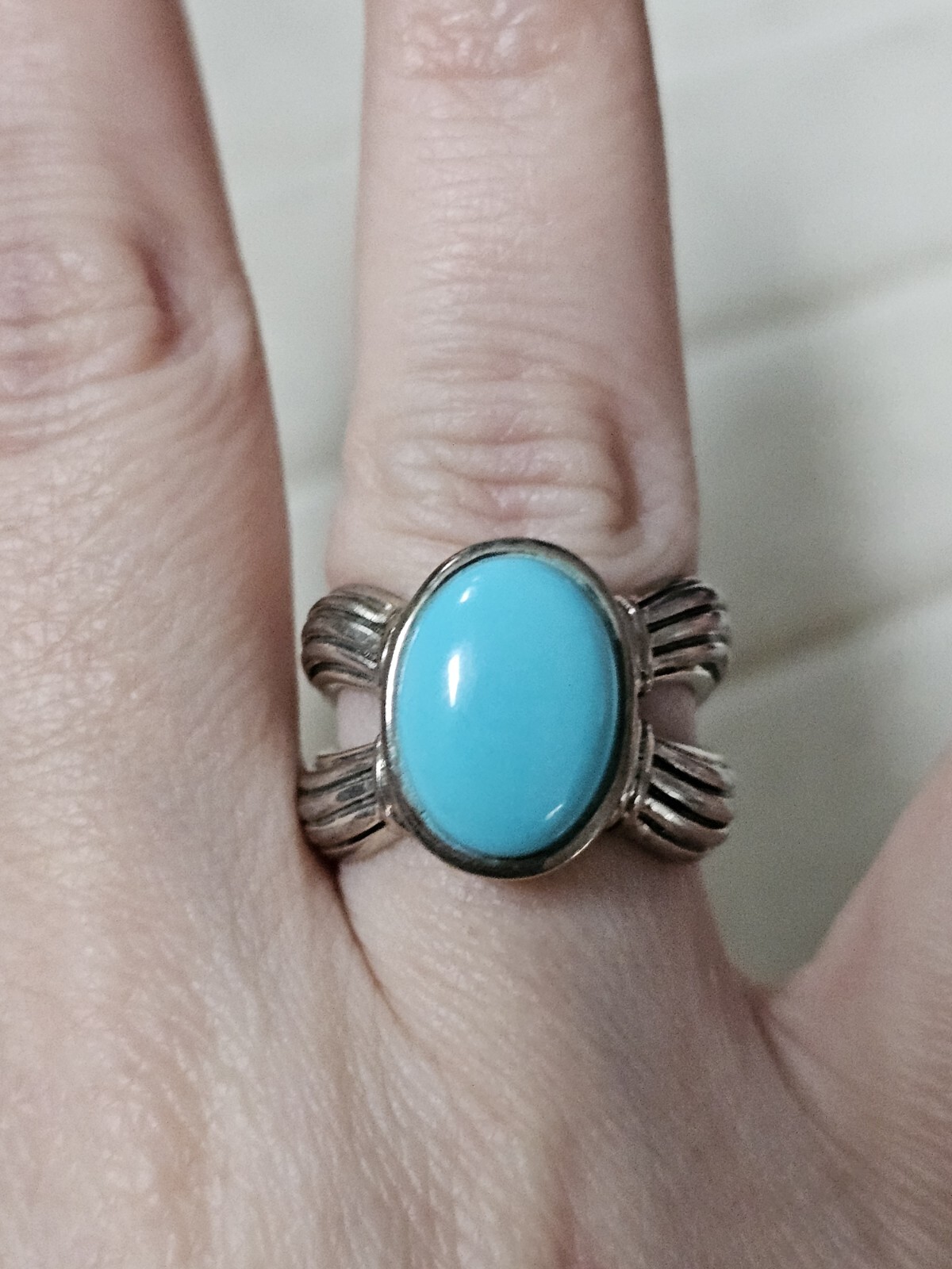 925 Sterling Silver Thailand Larimar Ring Size 6 Tear… - Gem