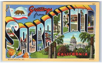 Sacramento, CA Postcard- LARGE LETTER GREETINGS FROM SACRAMENTO | eBay