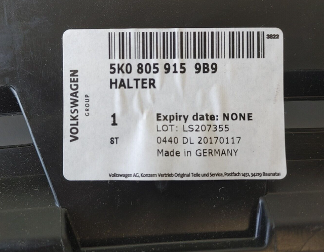 Volkswagen 5K08059159B9 Genuine OEM Spoiler Retainer Plate for sale ...