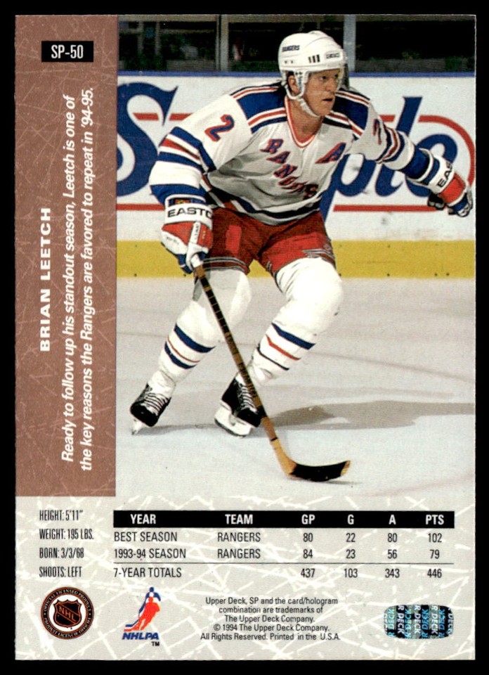 1994-95 Upper Deck #SP-50 Brian Leetch | eBay