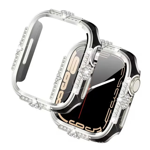 PC Diamond Bumper Case Cover+Screen Protector For Apple Watch 11 10 9 8 ...