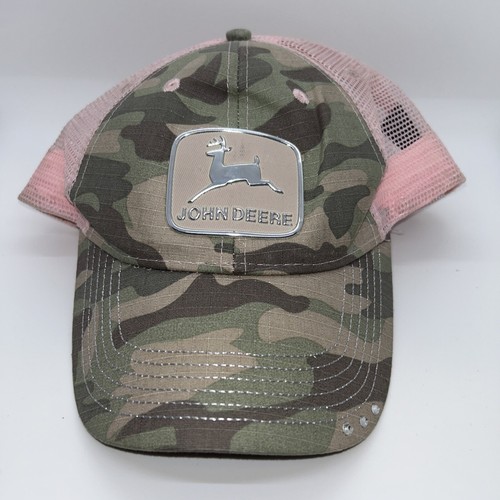 JOHN DEERE Women Tractor Girl Pink Camo Snapback Mesh Trucker Baseball ...