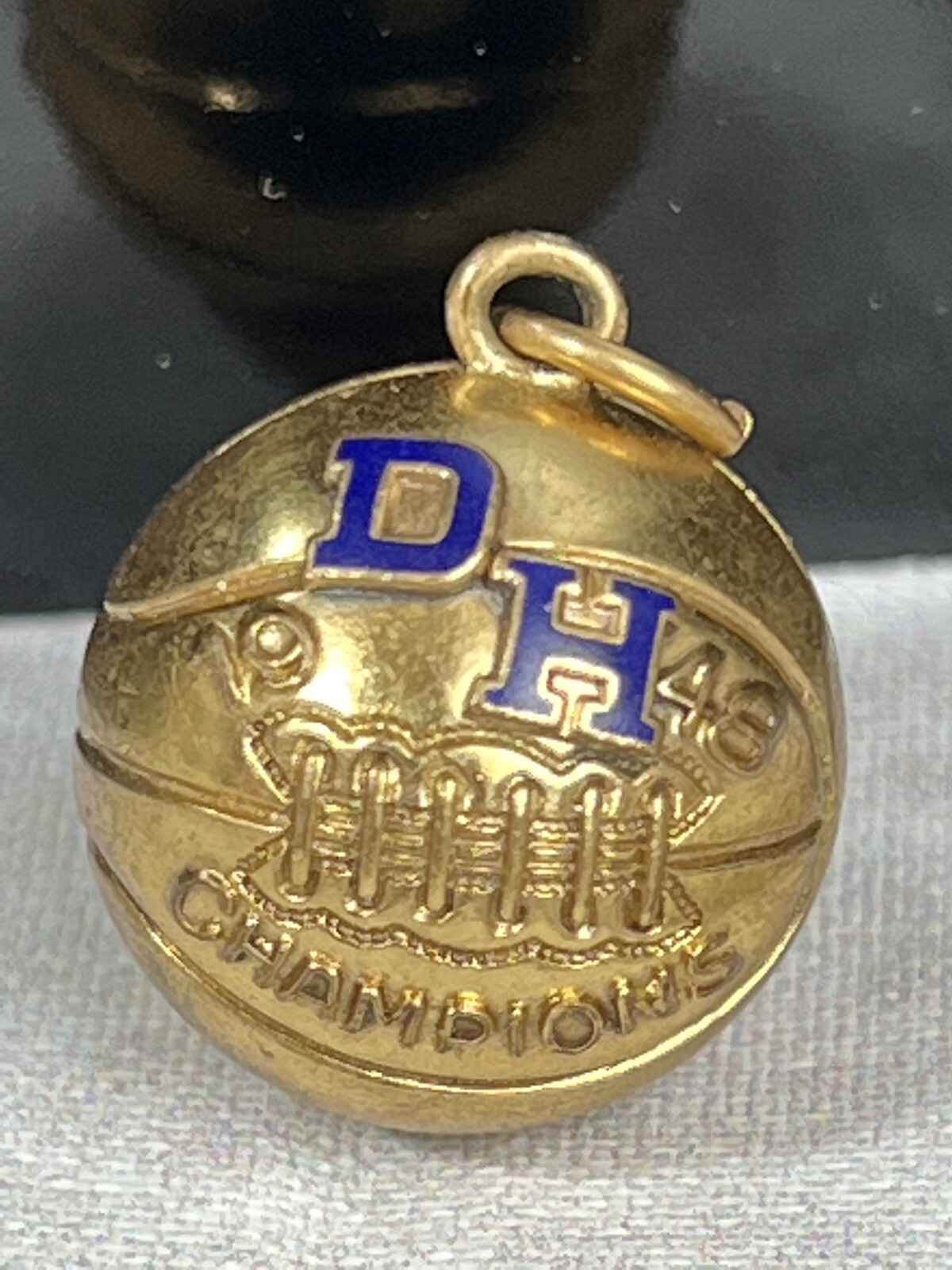 Vintage DH 1948 Basketball Champions Gold Charm - Gem