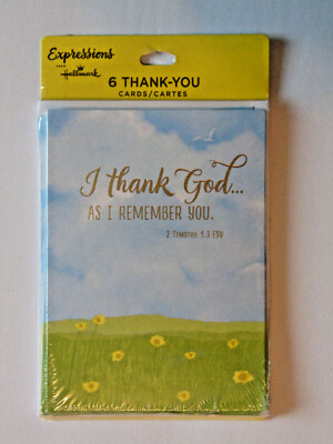 6 Christian THANK YOU Note Cards with Bible Scripture Verse Greeting by ...