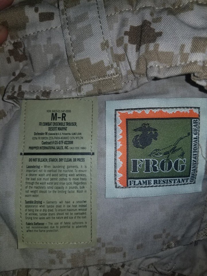 USMC FROG Combat Uniform Ensemble Pants Trouser Desert MARPAT Medium ...
