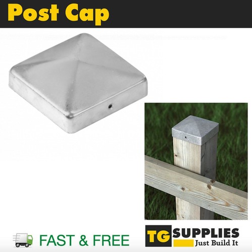 Silver Galvanised Square Pyramid Metal Fence Gate Post Cap Caps 70 and ...