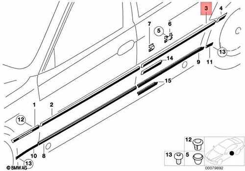 Genuine BMW E38 Sedan Door Molding Left Rear OEM 51138125827 | eBay