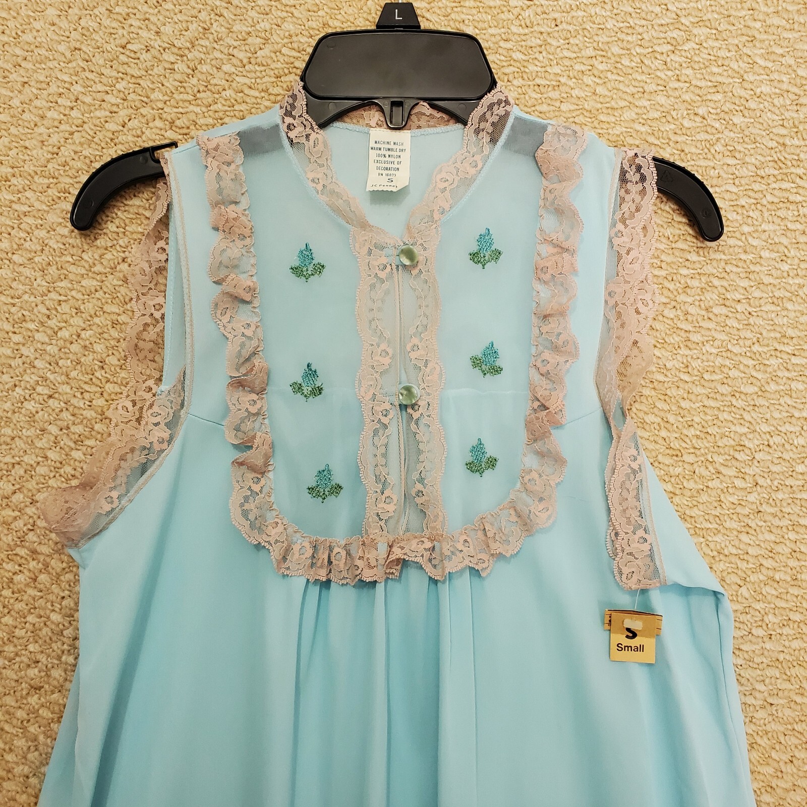 JcPenney Nightgown Small Deadstock Vintage Long Blue … - Gem