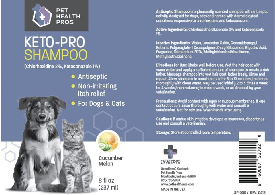 Pet Health Pros Keto-Pro Skin Healing Shampoo for Dogs and Cats; For ...
