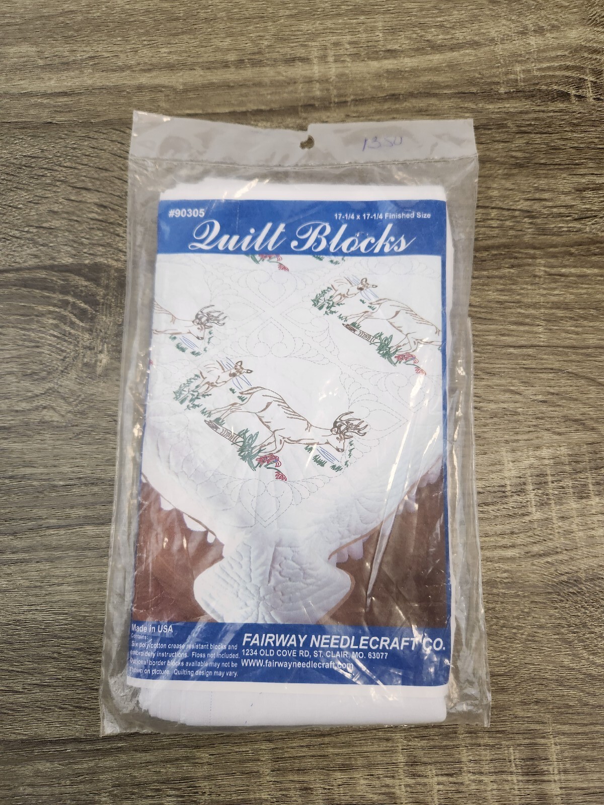 Fairway Needlecraft Co. Quilt Blocks Deer Buck 17-1/4"x17-1/4" #90305 ...