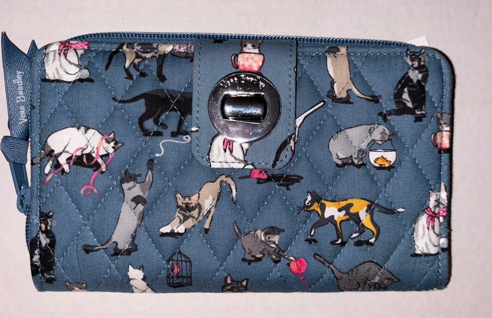 Vera Bradley RFID Turnlock Wallet Cats Meow NWT | eBay