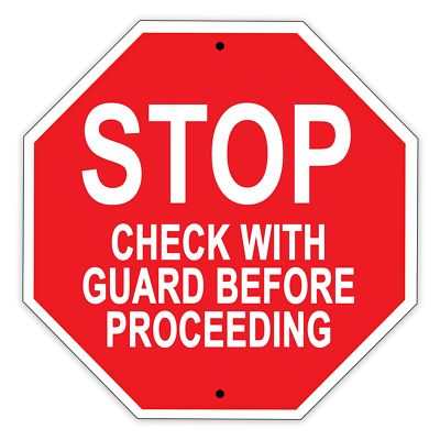Stop Check With Guard Before Proceeding Parking Traffic Road Aluminum ...