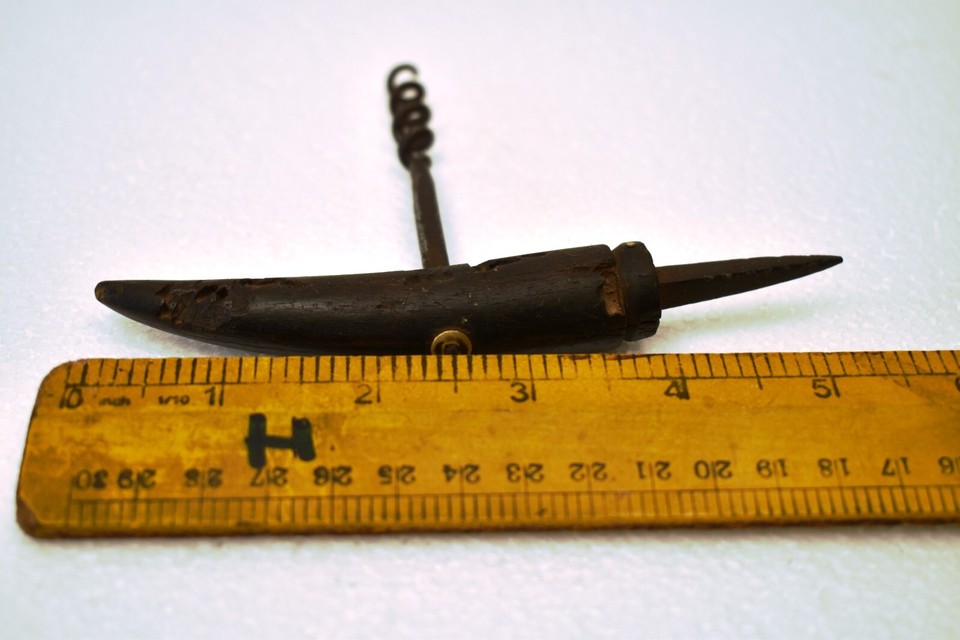 Early Antique Corkscrews With Spike End With Horn Handle Bottle Opener ...