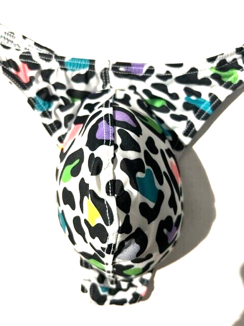 New JJ MALIBU Mens Rainbow Leopard Print String Thong Bikini Pose ...