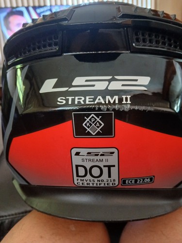 LS2 Motorcycle helmet Stream- Full Face- XL with Tags. Black + Red pop ...