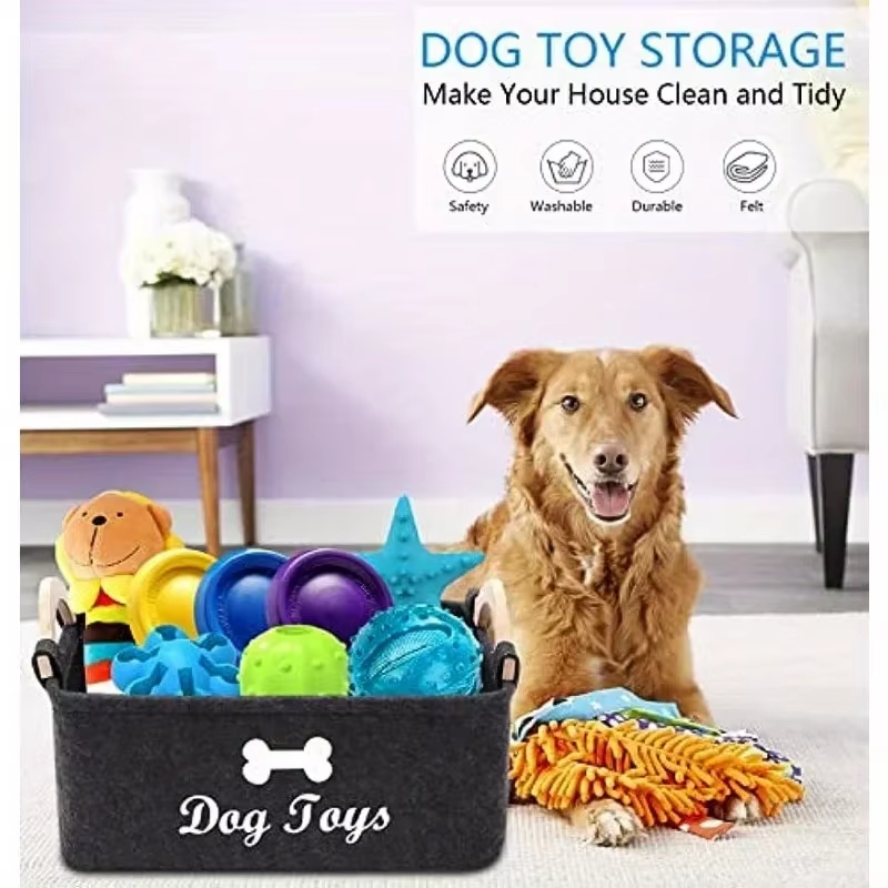 Felt Pet Toy Storage Box Dog Toy Basket Organizer Bin for Pets UK | eBay UK