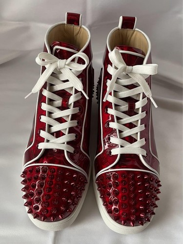 Christian Louboutin Lou Spikes 2 High Cut Sneakers 7.5US Red Patent ...