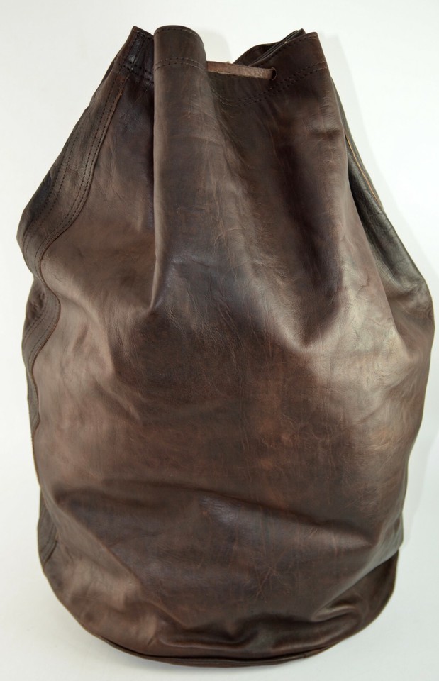Organic Leather Drawstring Bucket Duffel Bag Backpack Rucksack Moroccan ...