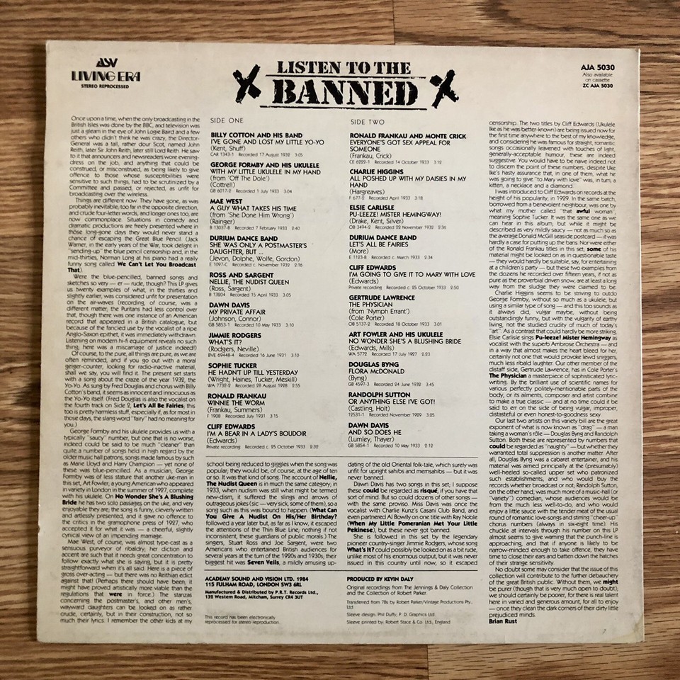 Durium Dance Band Listen To The Banned Vinyl Record LP | eBay