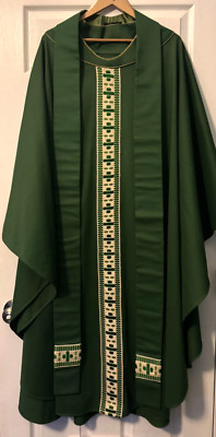 CATHOLIC PRIESTS GREEN & IVORY CHASUBLE & STOLE BY C.M. ALMY & SON | eBay