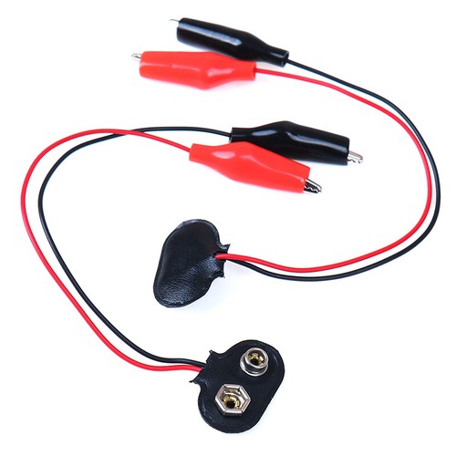 5Pcs 9V Battery Clip Power Cable Testing Line Adapter to Alligator Clip ...