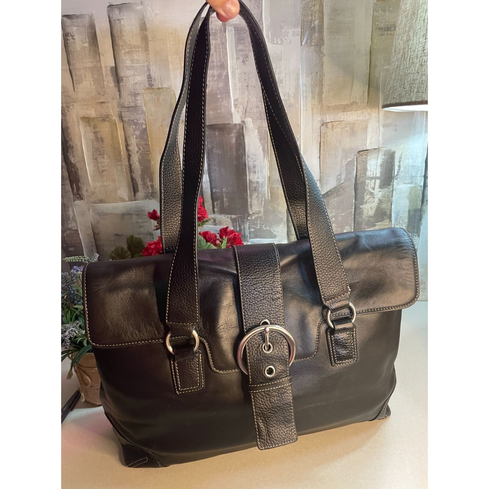 Franklin Covey Black Leather Hannah Laptop Messenger … - Gem