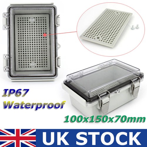 IP67 Waterproof Clear Cover Hinged Lid Electrical Enclosure Case ...